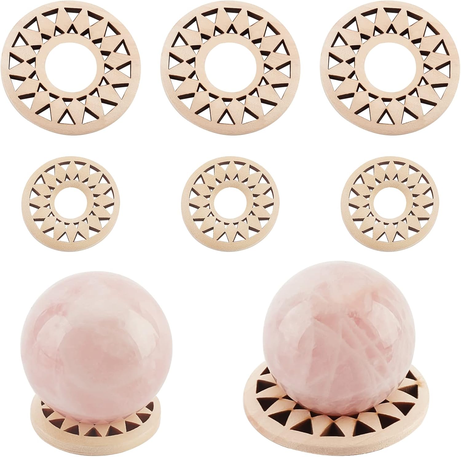 Amazon.com: beinkmake 20Pcs Wood Crystal Sphere Stands Small Display ...