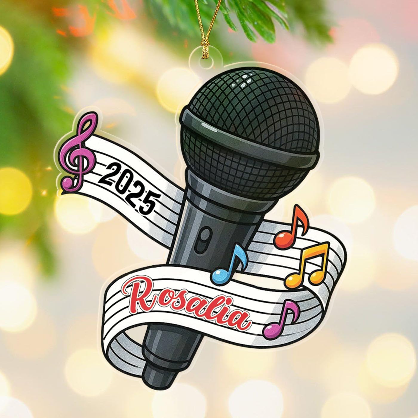 Amazon.com: Custom Year Name Microphone Christmas Ornament 2025 ...