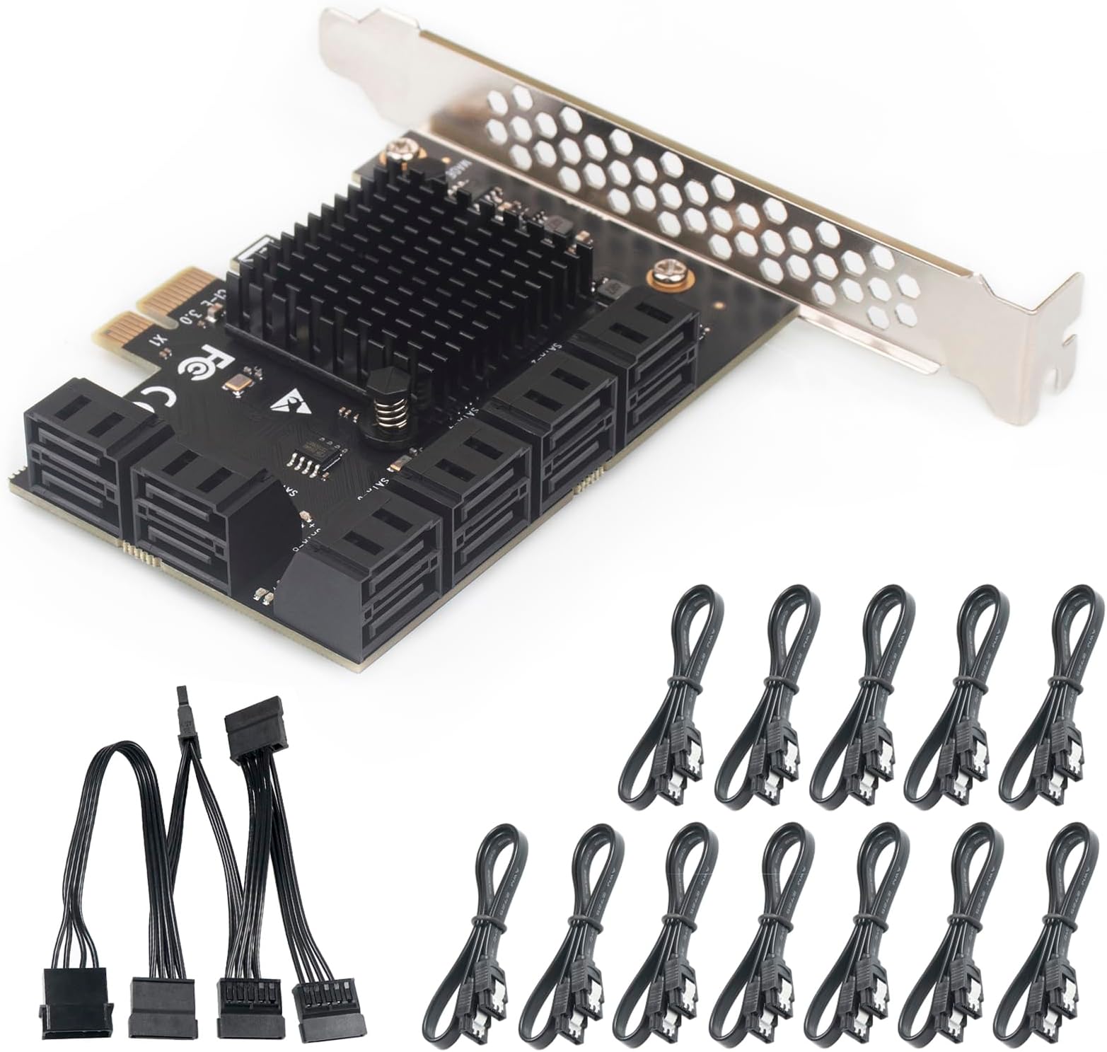 Amazon.com: PCIe x1 to 12-Port SATA3.0 Expansion Card,6Gbps SATA ...