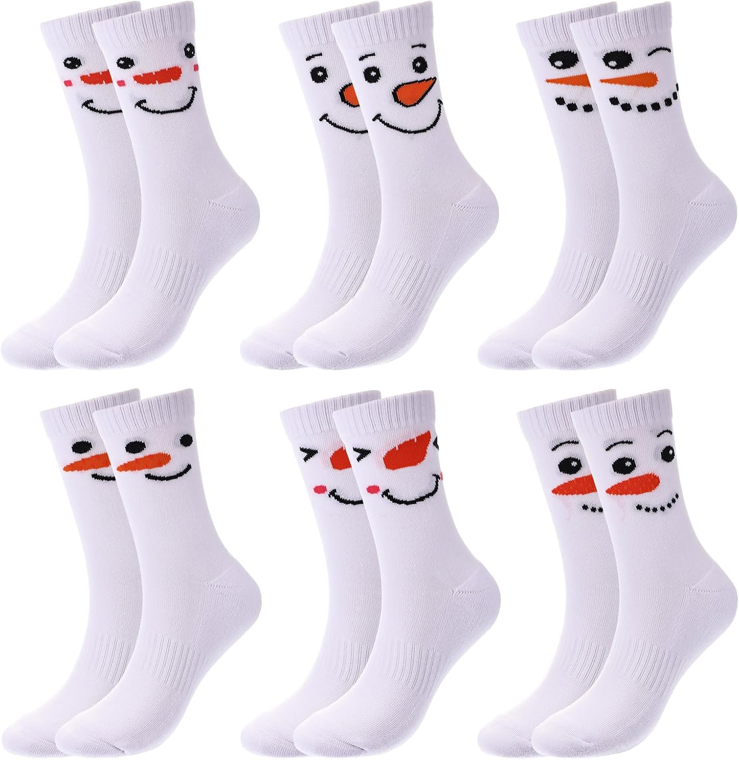Amazon.com: Cutecrop 6 Pairs Christmas Snowman Socks Kids Christmas ...