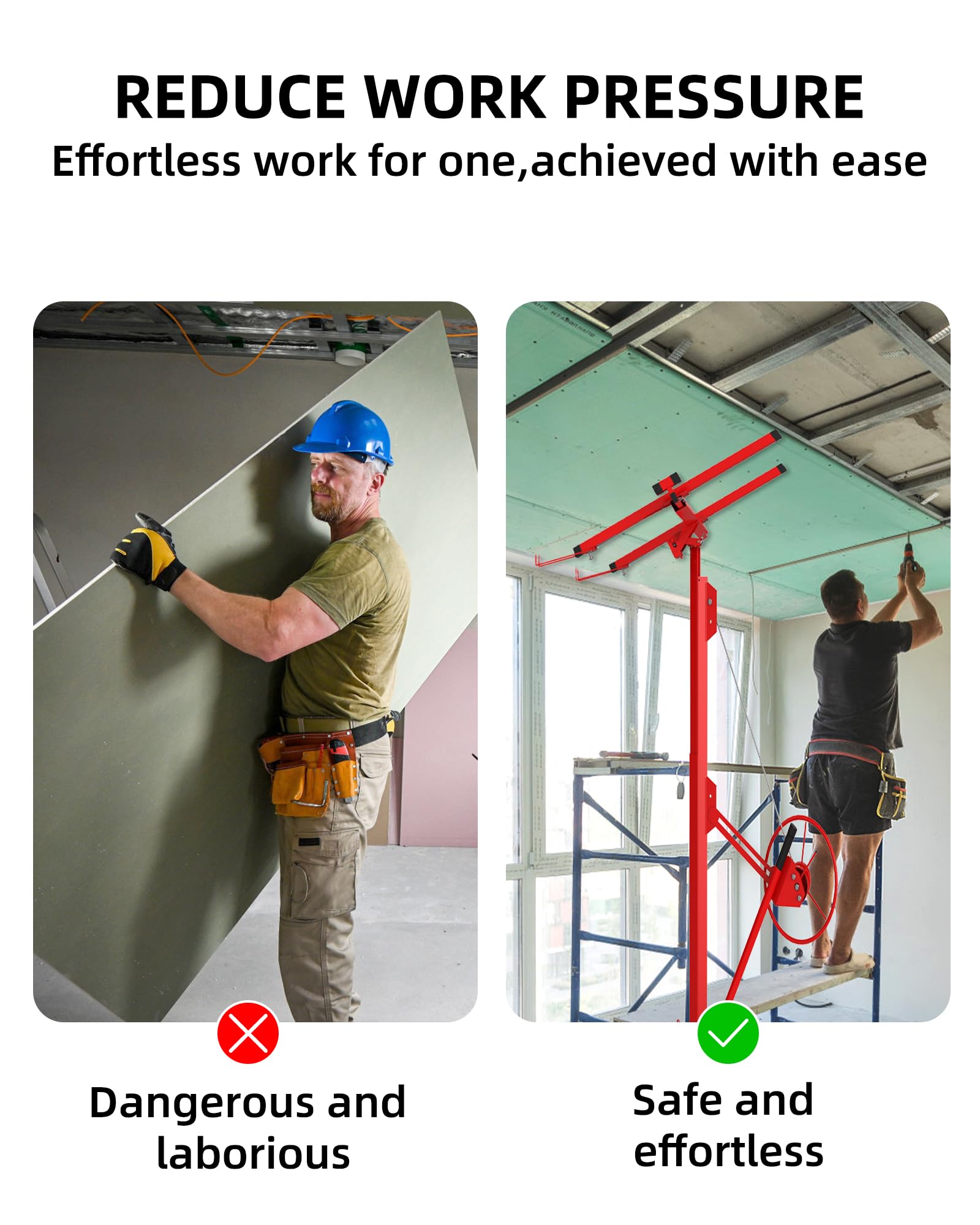 Snapklik.com : Drywall Lift 11 Ft, 150 LBS Heavy Duty Sheetrock Lift ...