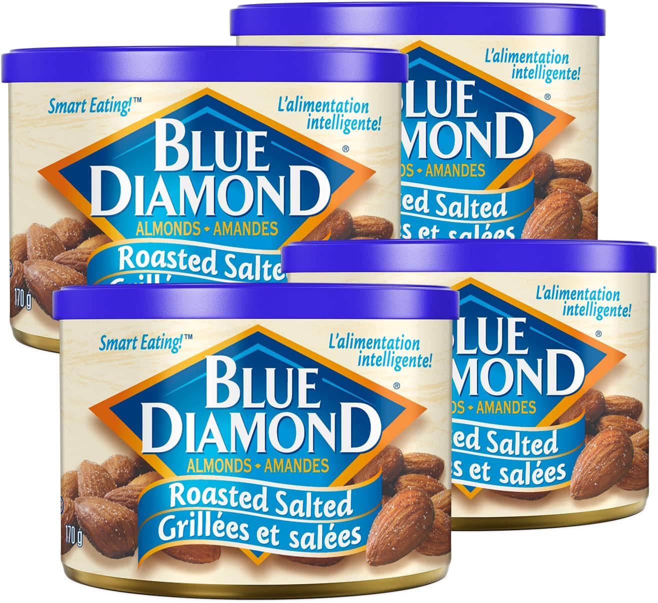 Blue Diamond Almonds Roasted Salted Flavored Snack Nuts, Resealable Can ...