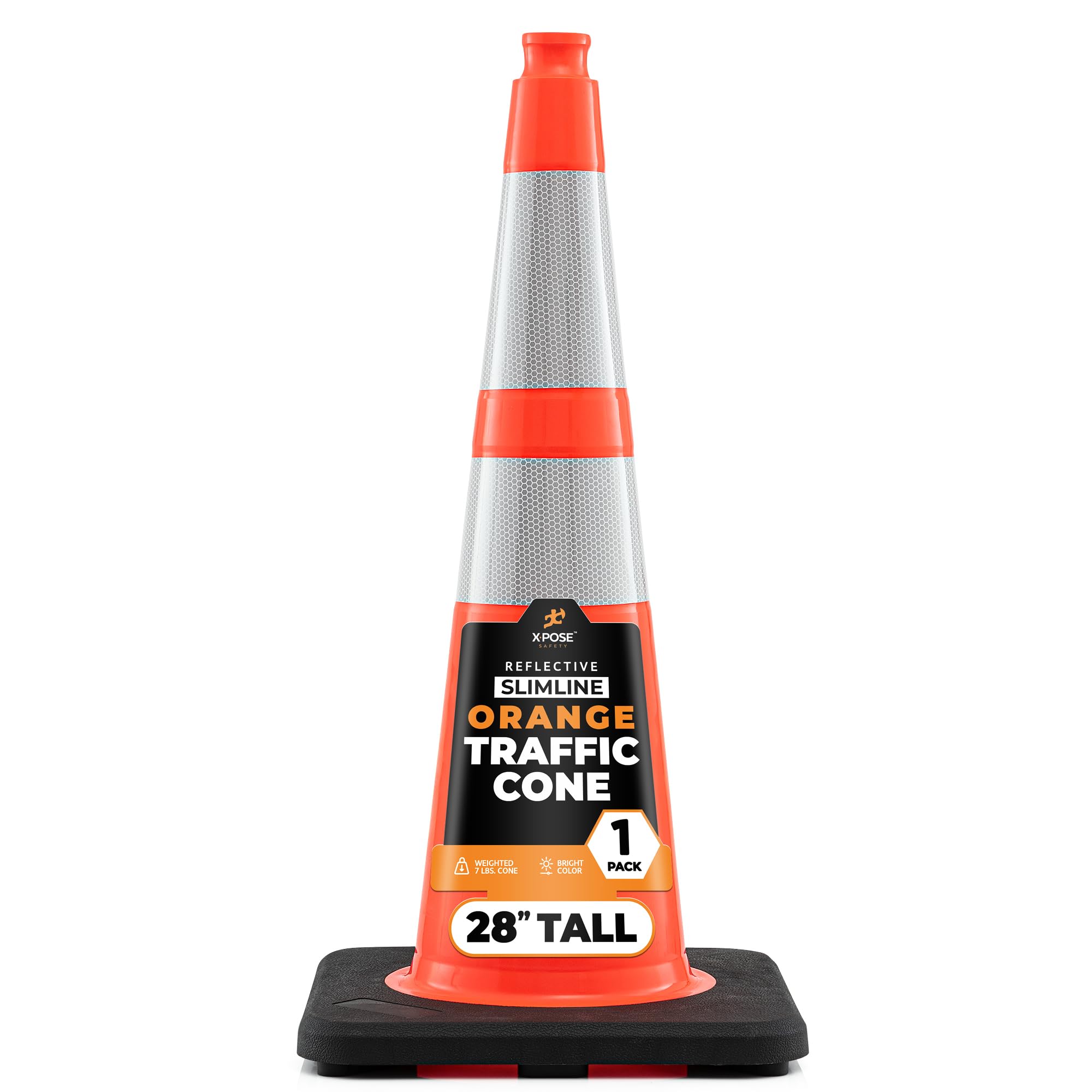 Xpose Safety 28 Inch Orange Slim Line Traffic Cones with 6" & 4 ...