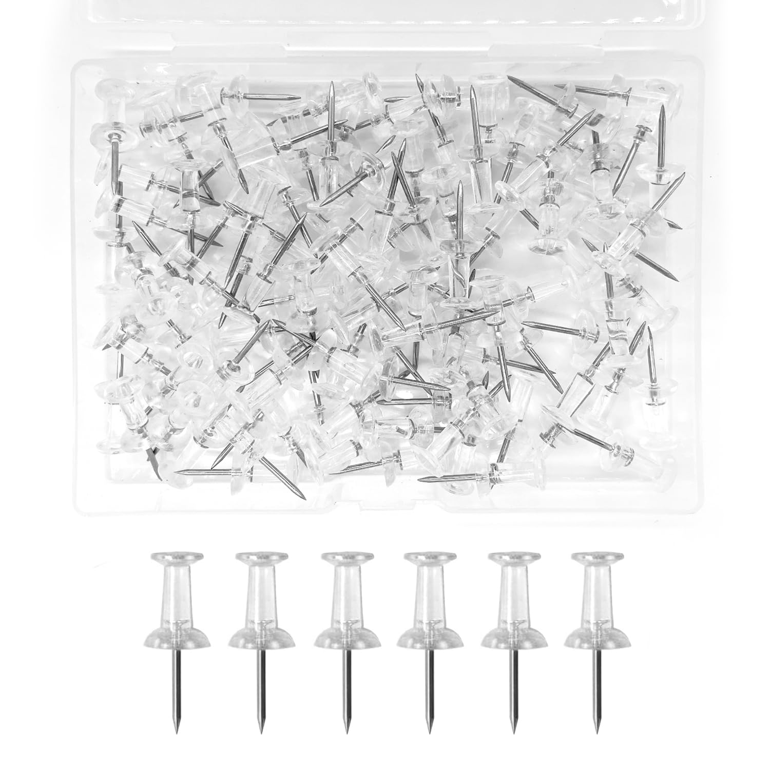 Clear Push Pins Thumbtacks Drawing Pins for Walls Notice Board Pins ...
