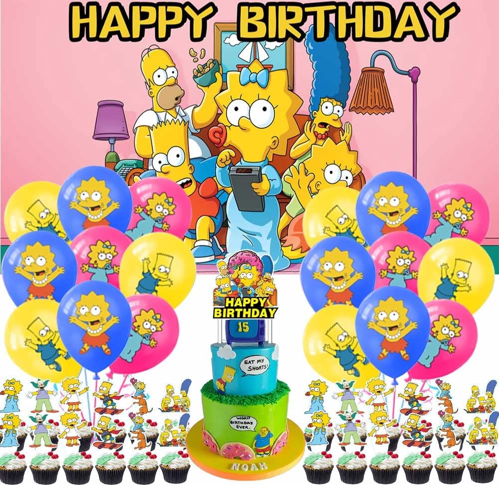 Simpsons Balloons Party Supplies Cupcake Cake Topper Banner Backdrop ...