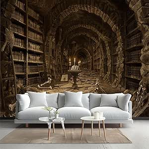 GAROLINAPW Vintage Wallpaper Underground Catacomb Library Ancient ...