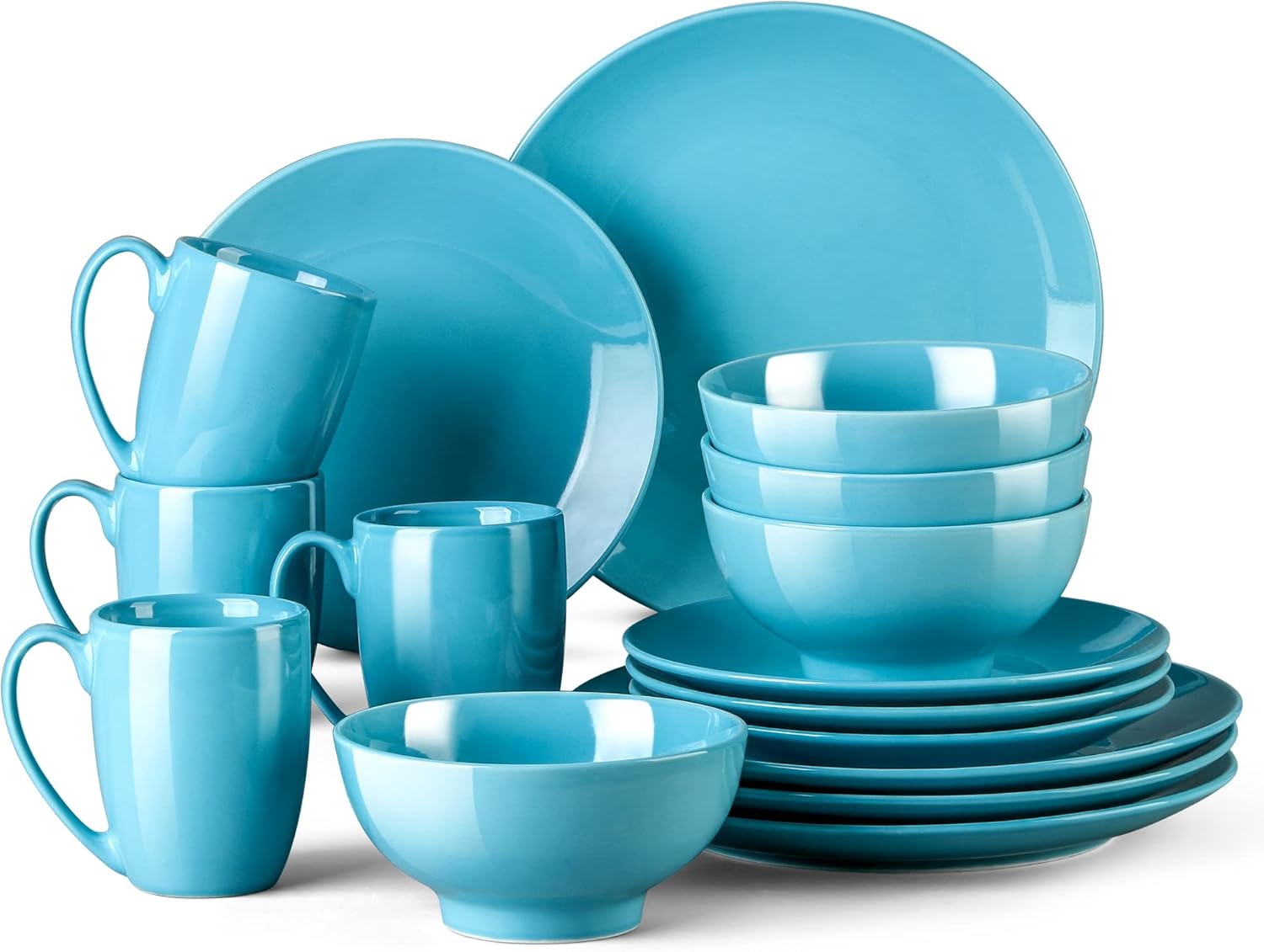 LOVECASA Sweet Porcelain Dinner Service, 16-Piece Crockery Set ...