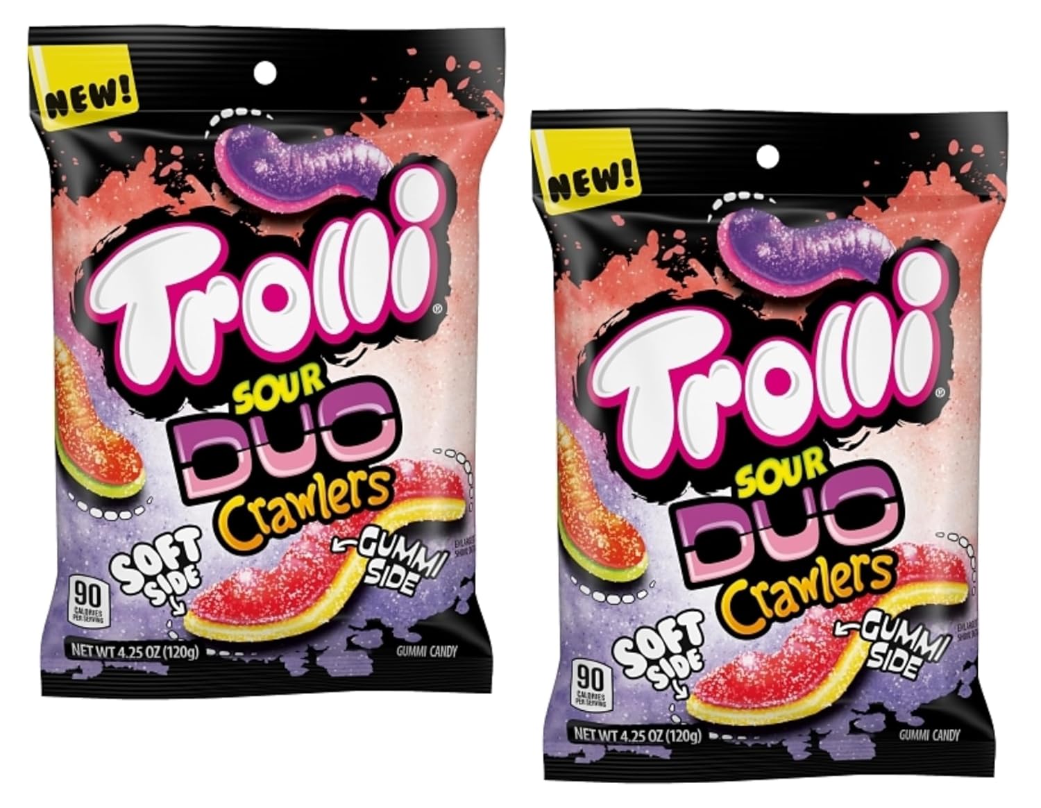 Amazon.com : Troll Sour Duo Gummy Worms - Pack of 2 - Smiling Sweets ...