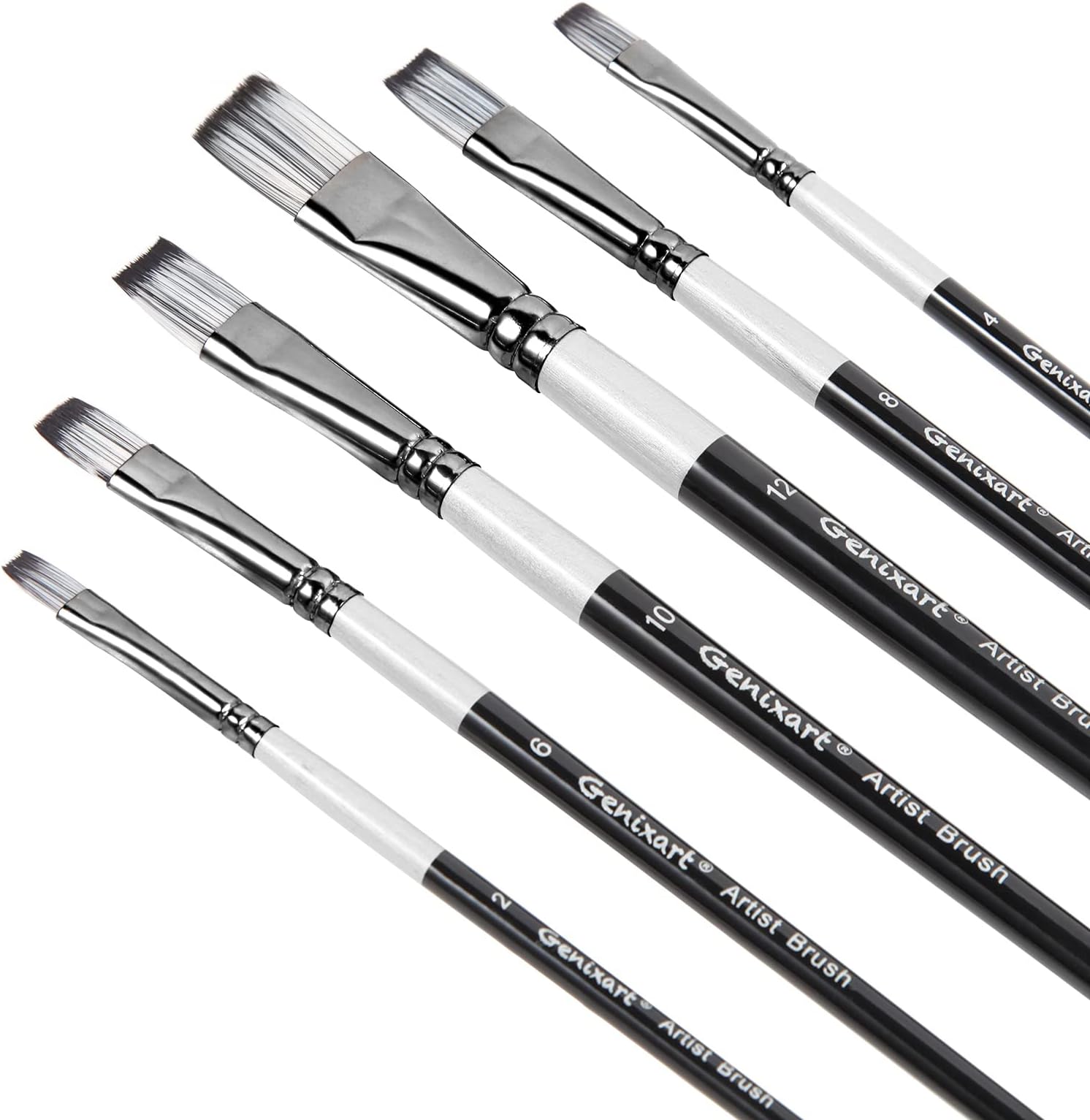 Paint Brushes 10 Piece Flat Nylon Artist Paint Brush Sets Oil Paint Art ...