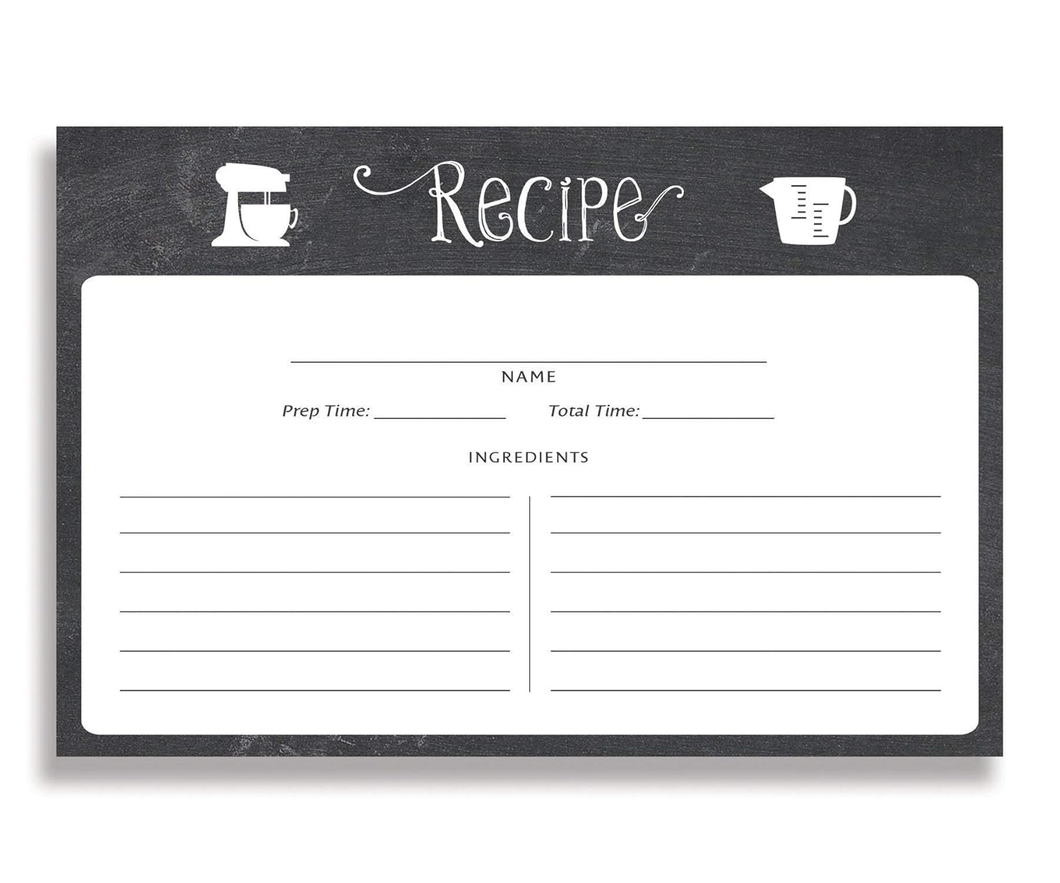 Amazon.com: Black Recipe Cards (Set of 25) 4x6 inches. Double Sided ...