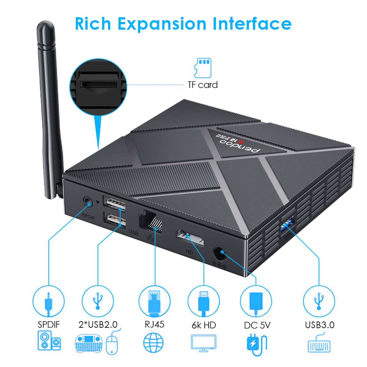 Buy Android TV Box 10.0, pendoo 2021 Upgraded X12 PRO Android TV Box ...