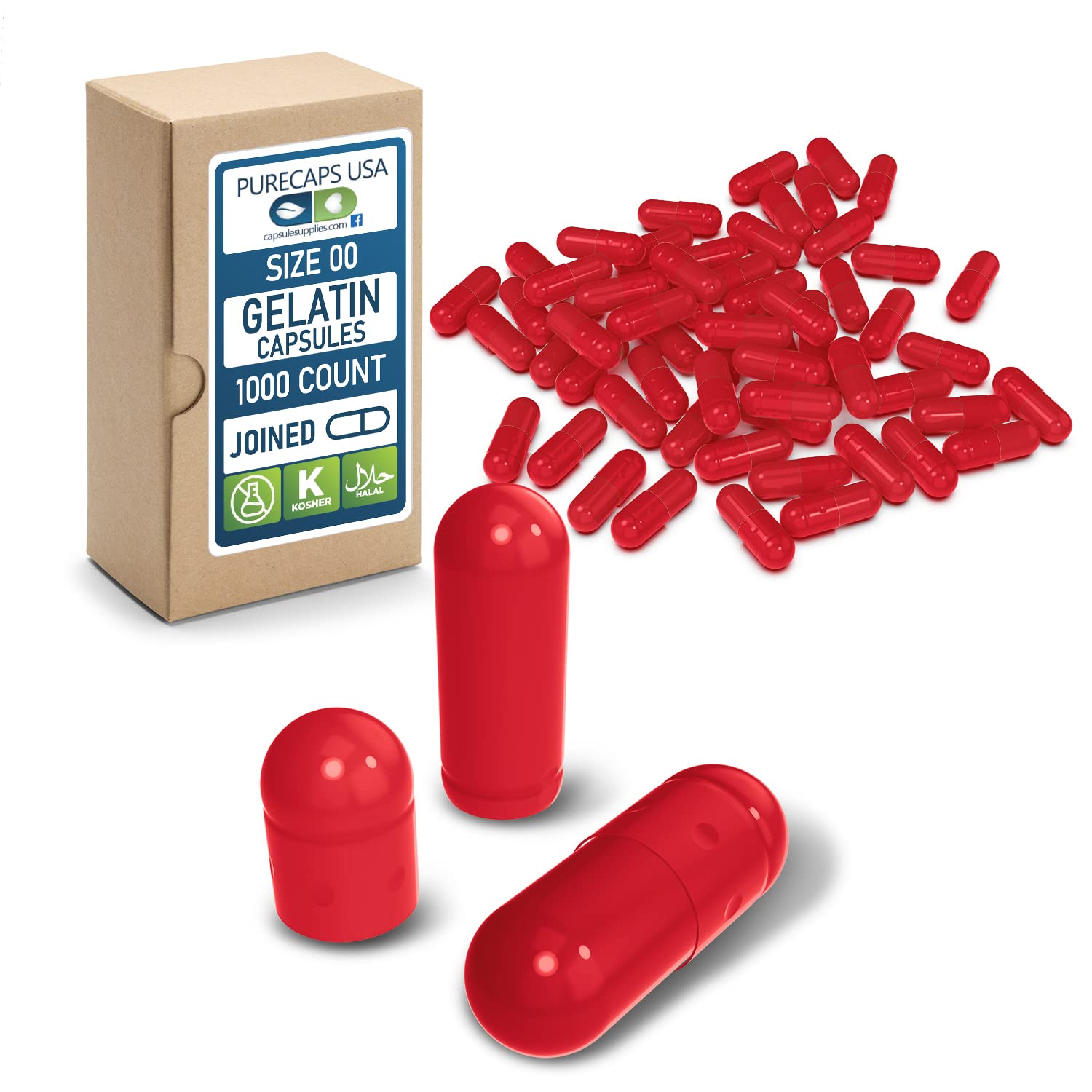 Amazon.com: Purecaps USA - Size 00 Empty Red Gelatin Pill Capsules ...