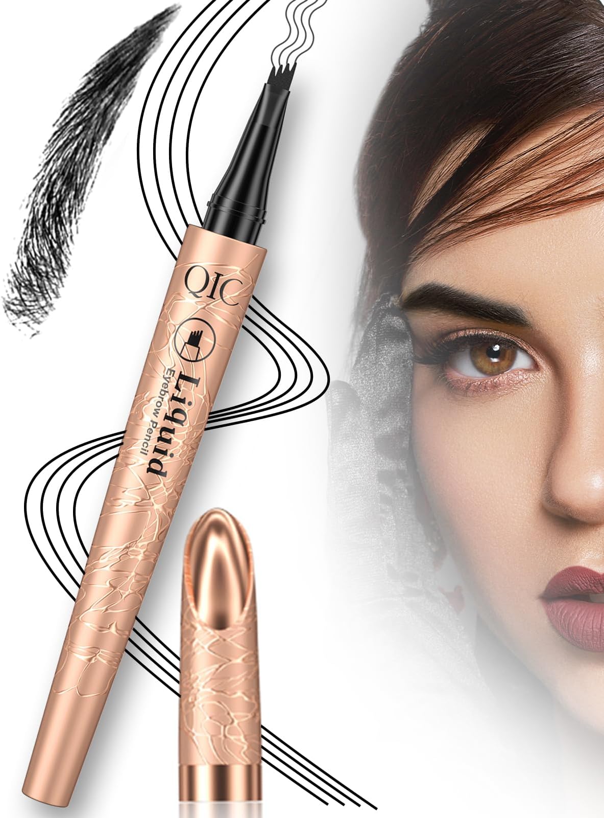 Amazon.com : 3D Waterproof Microblading Eyebrow Pen with 4 Fork Tip ...