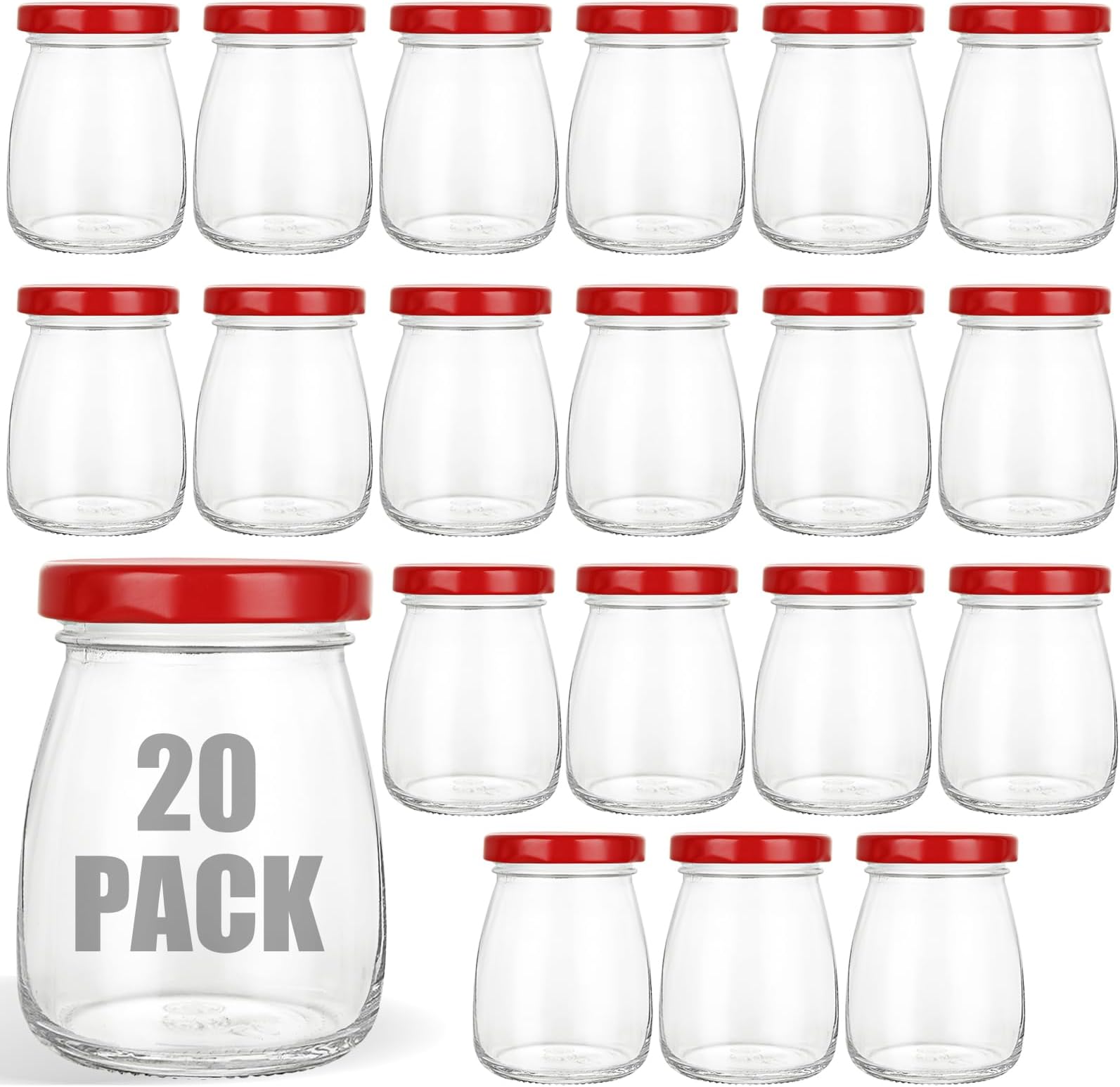 SENENQU 20 Pack 100ml / 3.5oz Clear Glass Jars, Small Yogurt Pudding ...