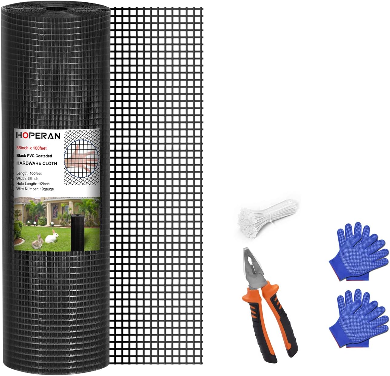 Xhfhenhce Wire Fence 2in x 3in Black Vinyl Coated Wire Mesh 24" x 50 ...