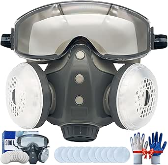Amazon.com: Sghjkl Dust-Proof Integrated Respirator Mask, Reusable Full ...