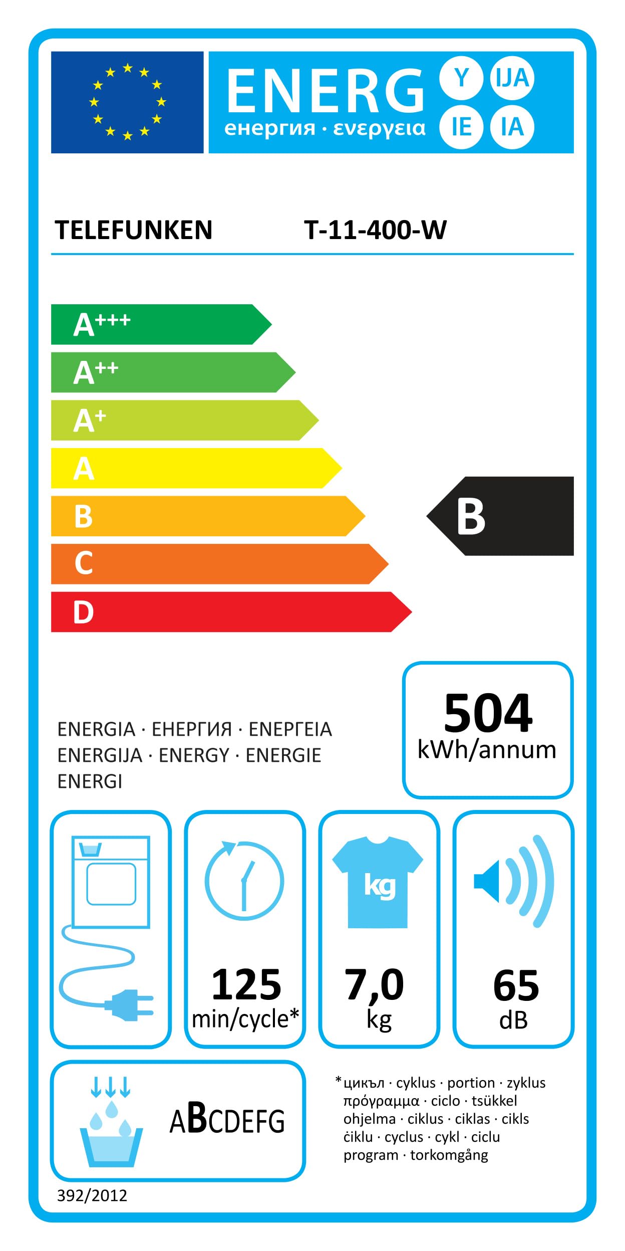Telefunken Waschmaschine 7kg | Frontlader 1400 U/Min. | Inverter Motor ...