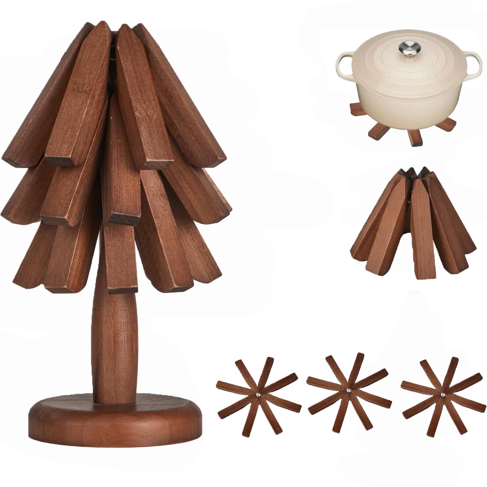 Wooden Trivets for hot Plate, 3pcs Tree Trivets, Wooden placemat ...
