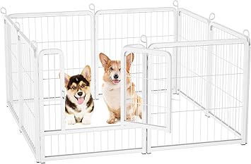 HOMIDEC Dog Pen, 8 Panel Puppy Pen with Door, High 60cm Indoor/Outdoor ...