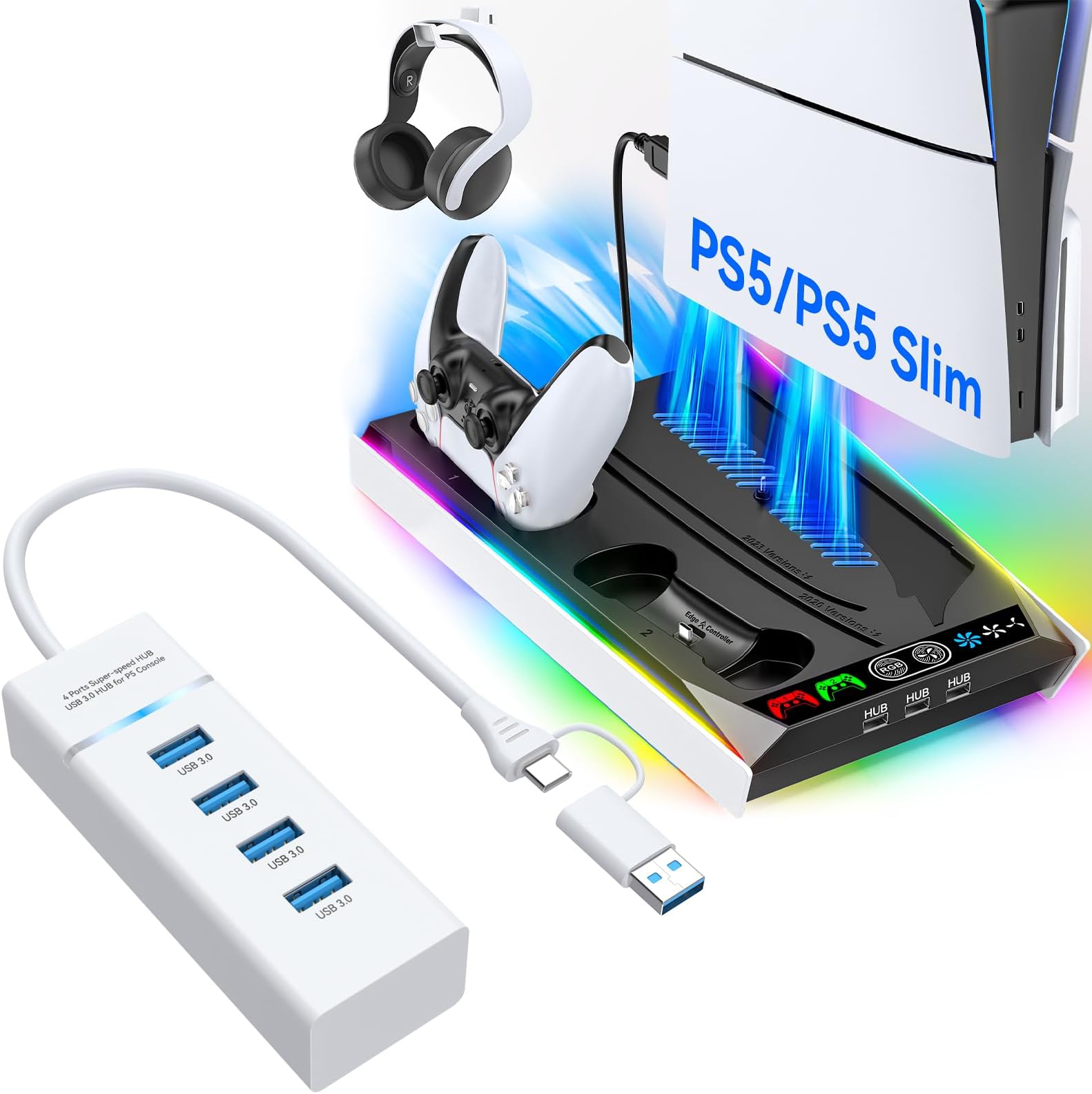 Amazon.com: PS5/ PS5 Slim Stand for Disc & Digital Console, PS5 Cooling ...