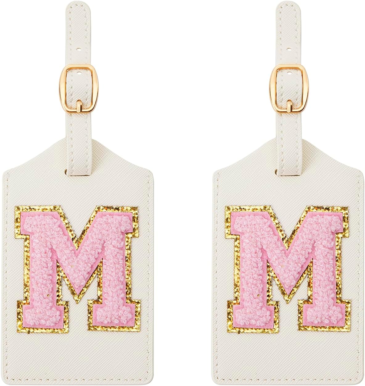Amazon.com: 2 Pcs Initial Luggage Tags PU Leather, Monogrammed Luggage Tags, Embroidered Luggage ...