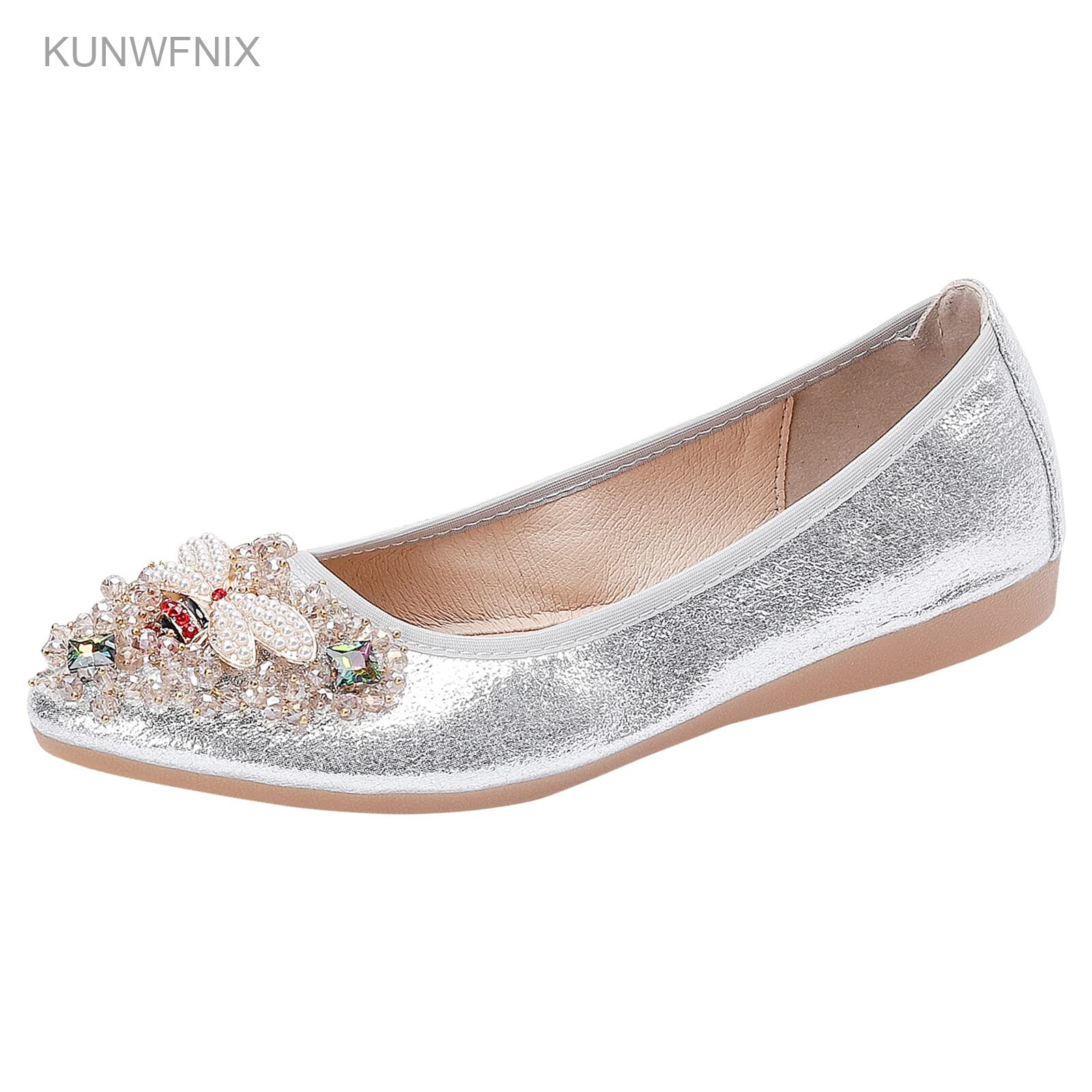 Snapklik.com : Womens Foldable Ballet Flats Soft Pointed Toe Rhinestone ...