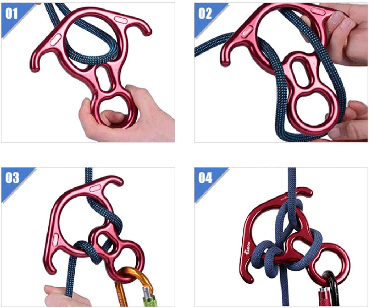 Azarxis 50KN Rappel Gear 8 Descender with Large Bent-ear Downhill ...