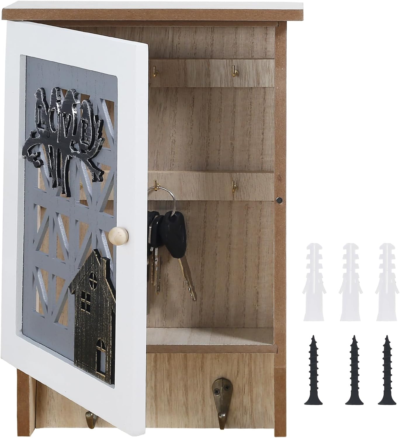 Amazon.com: Fizocosisto Wooden Key Box Wall Mount Wooden Key Holder ...