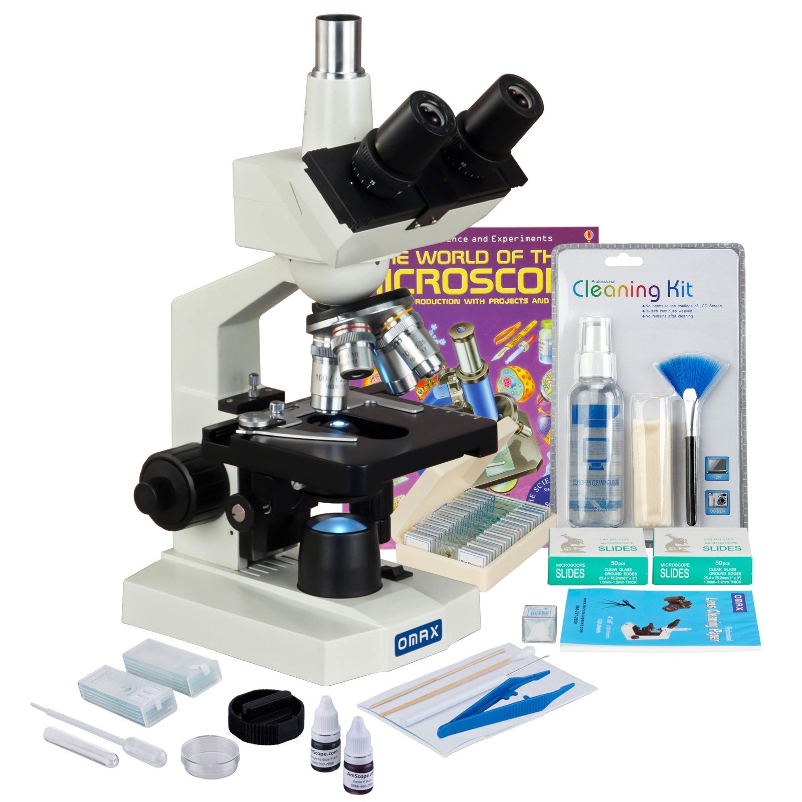 Snapklik.com : 40X-2500X LED Lab Microscope + Slide Preparation Kit ...