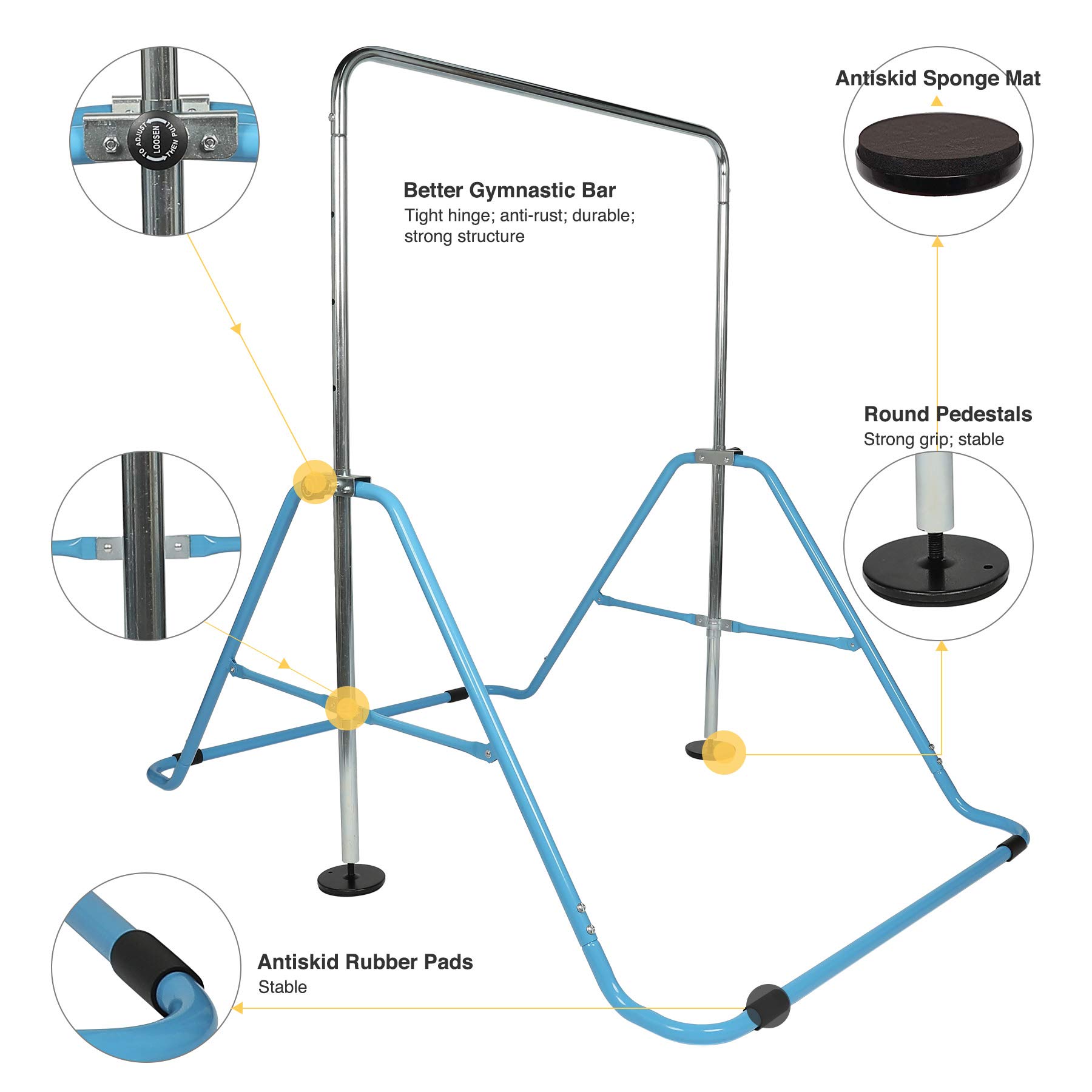 Z ZELUS Kids Gymnastics Bar, Expandable Junior Gymnastics Home ...