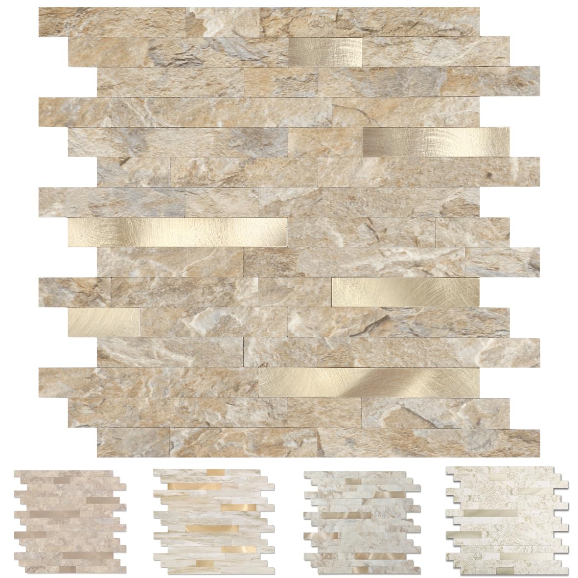 Amazon.com: Yipscazo 10 Sheets Peel and Stick Stone Metal Tile ...