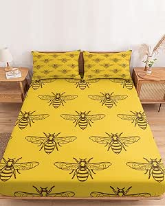 Amazon.com: Wildlife Animal Queen Bee Fitted Bed Sheets Queen Size Fit ...