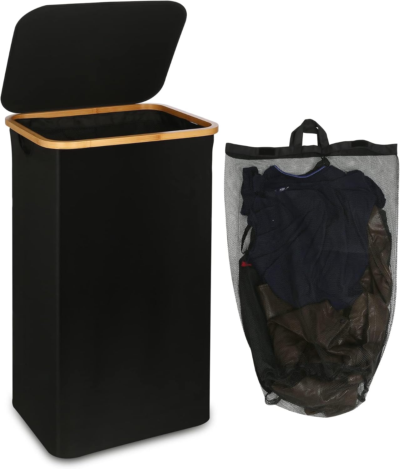Amazon.com: efluky Laundry Basket with Lid and Removable Bag, 100L Tall ...