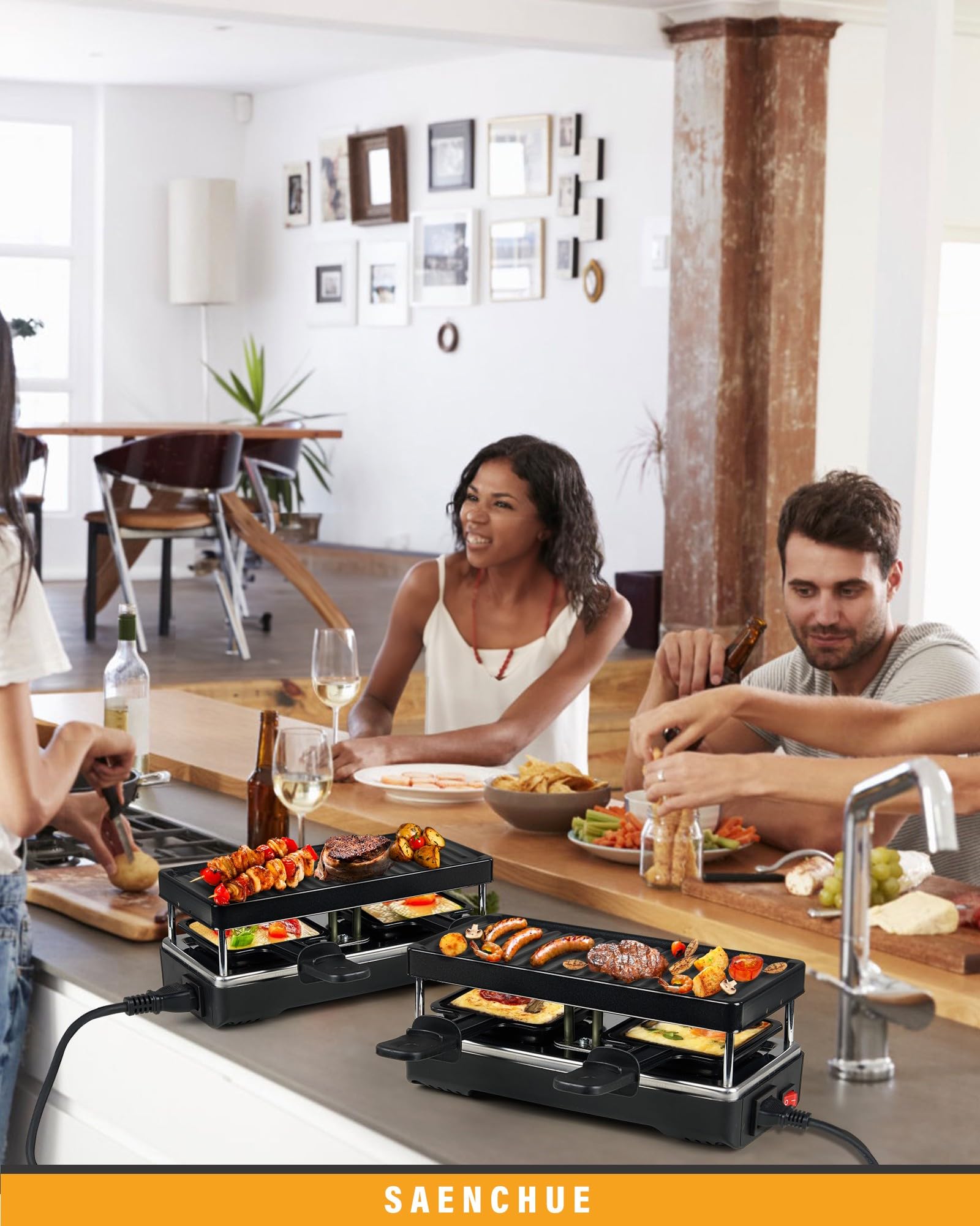 Snapklik.com : Saenchue 2-Person Raclette Table Grill - Indoor Non ...