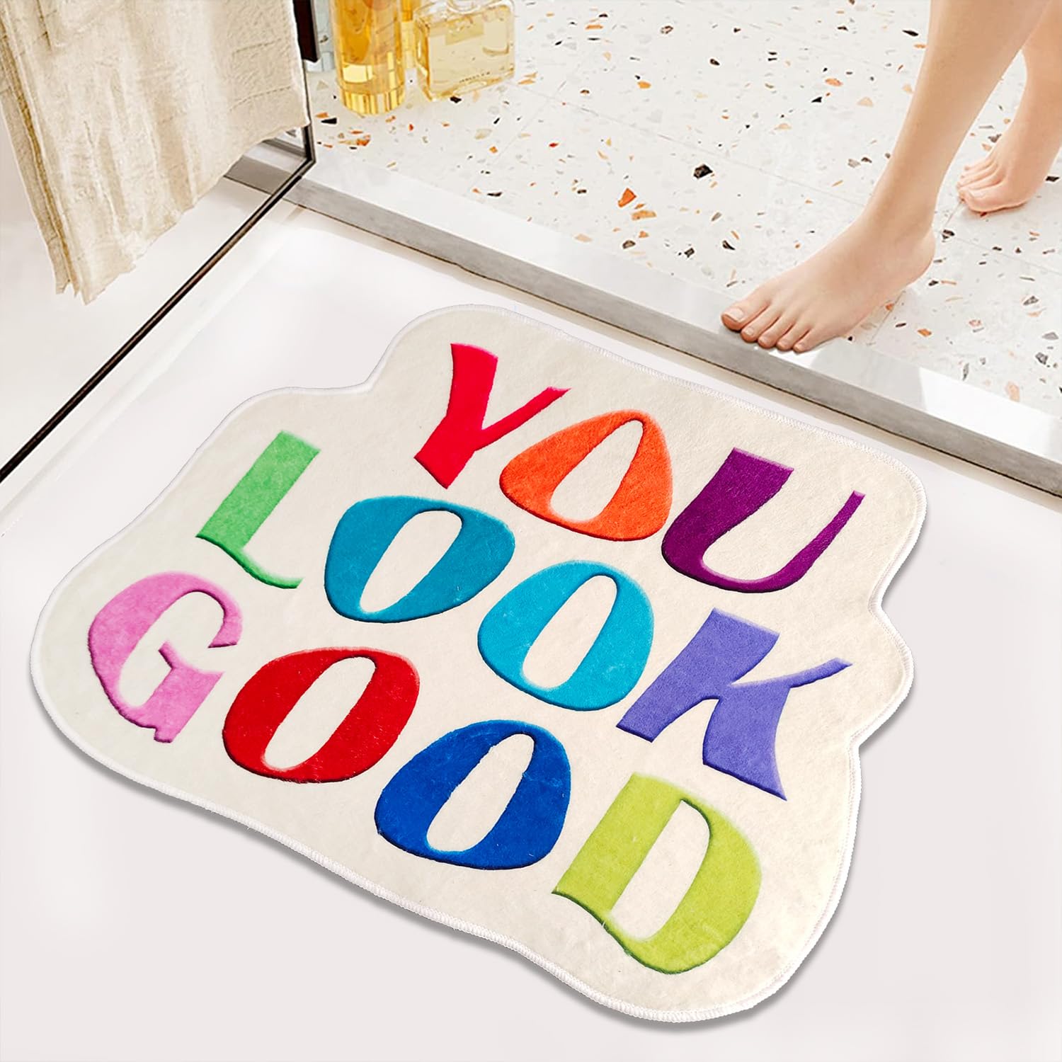 Amazon.com: NITUMIR You Look Good Rug Colorful Small Bathroom Rug Non ...