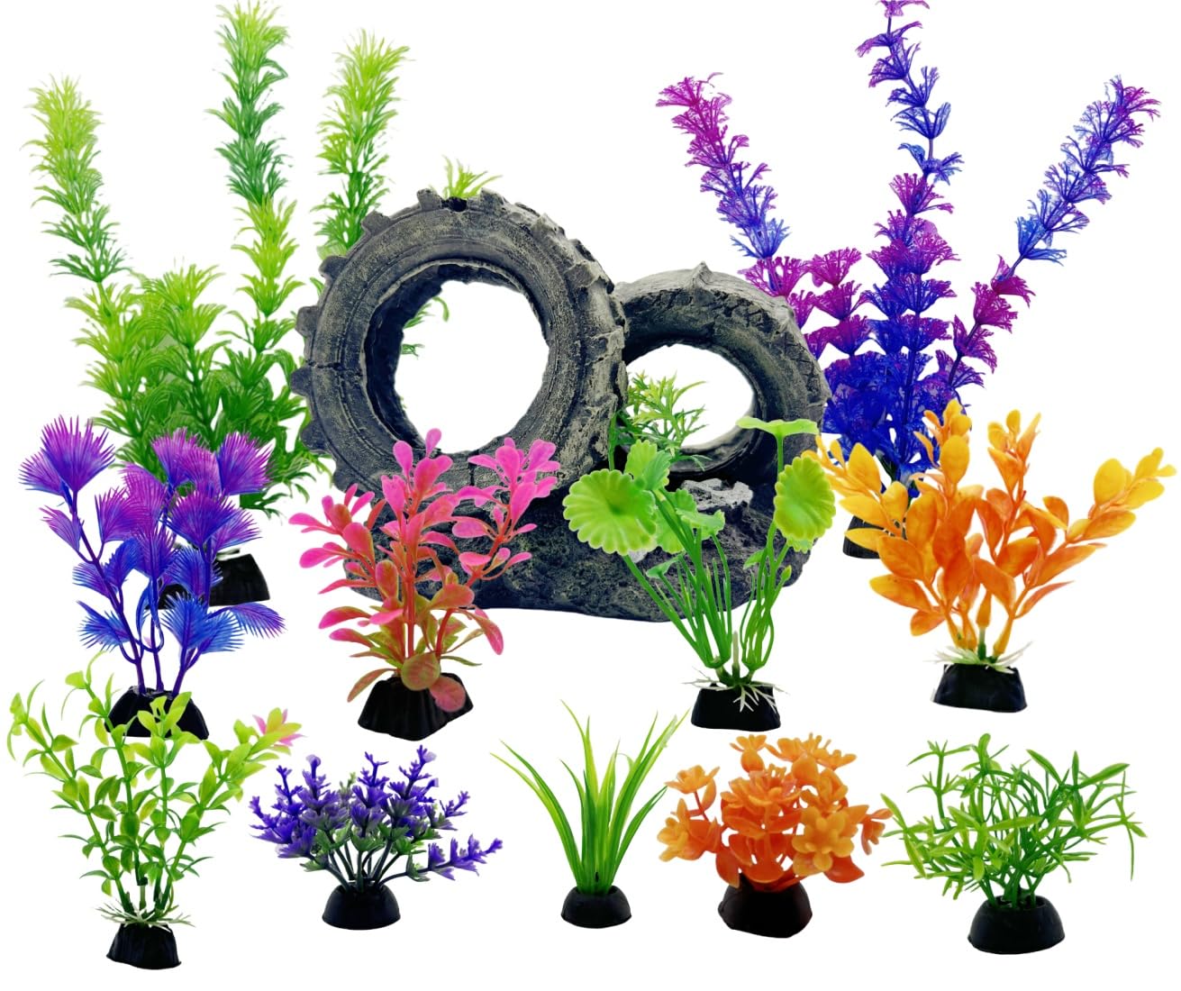 Amazon.com: khanoqq Aquarium Tyre Decor with 11 PCS Artificial Water ...