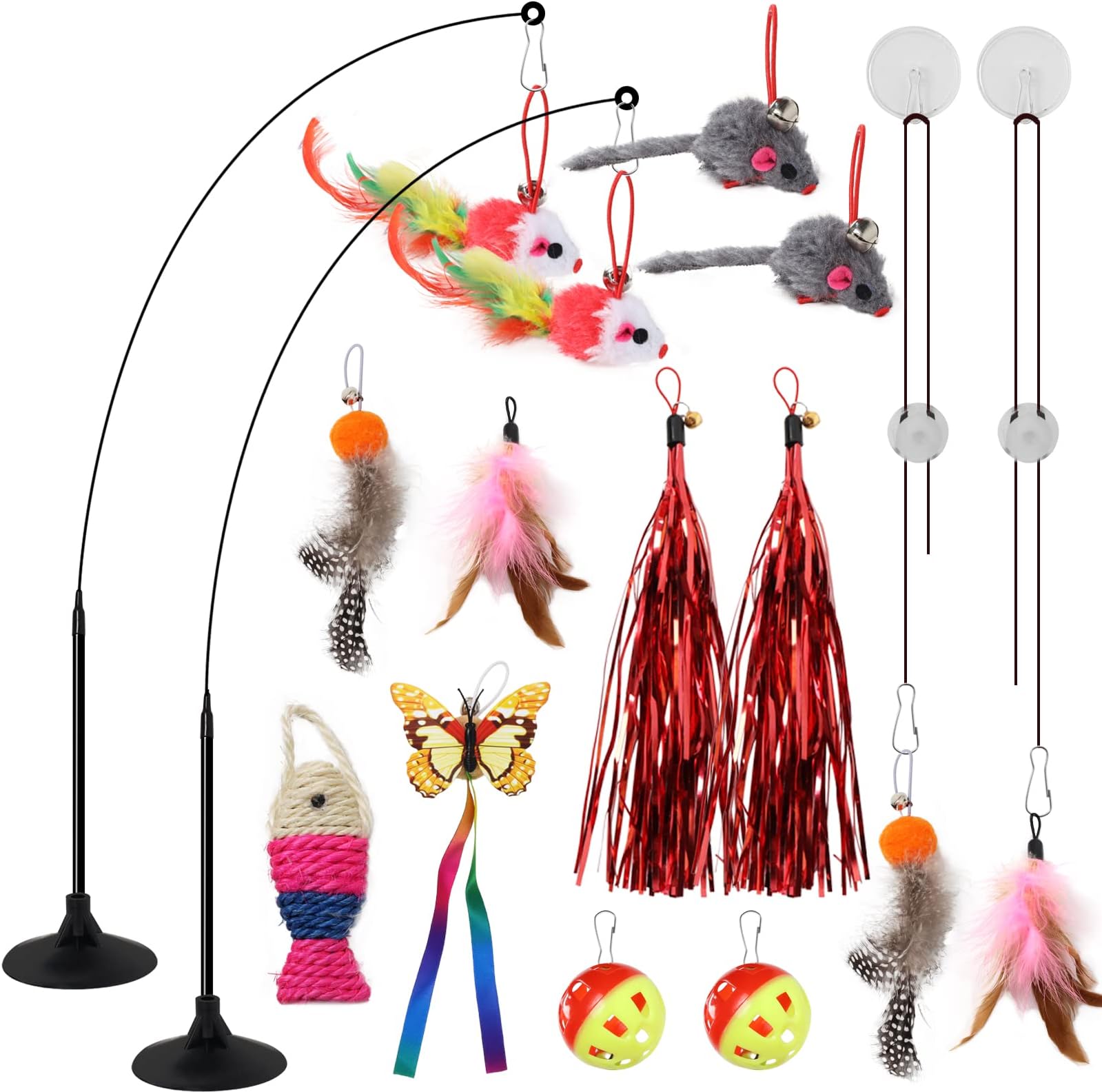 Amazon.com : Felicity Suction Cup Cat Toy, 2 in 1 Interactive Bird Toy ...