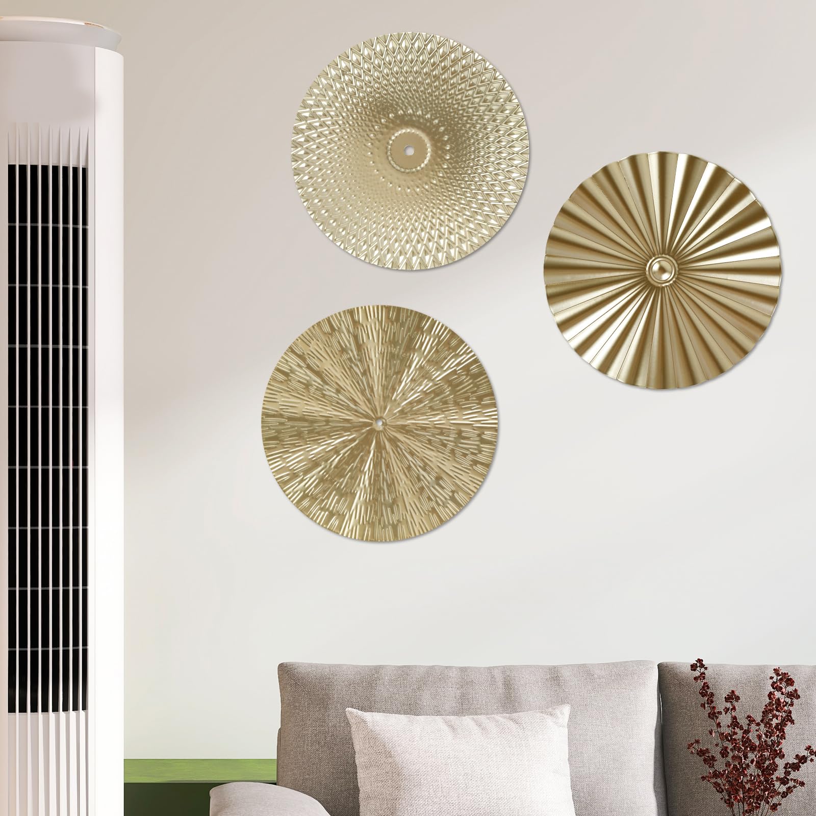 Amazon.com: DNAMYJME 3Pcs Metal Wall Decor Gold Disc Wall Art Modern ...