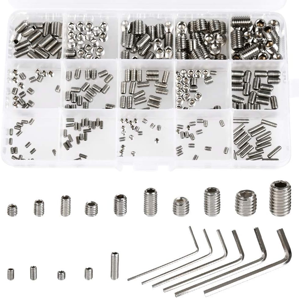 FOROREH Madenschrauben 300pcs Gewindestifte Schrauben Sechskantkopf Inbusschrauben Edelstahl M2 ...