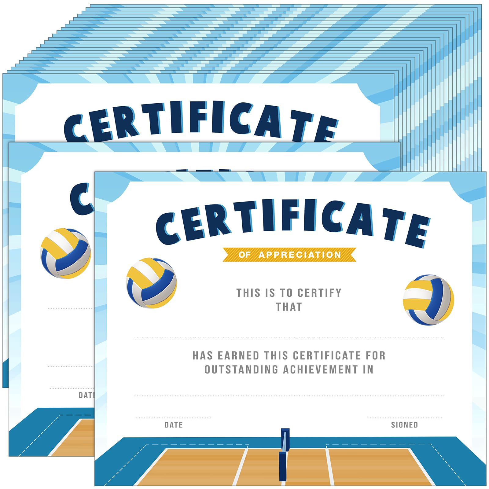 Volleyball Certificate Template Editable Sports Certificate,