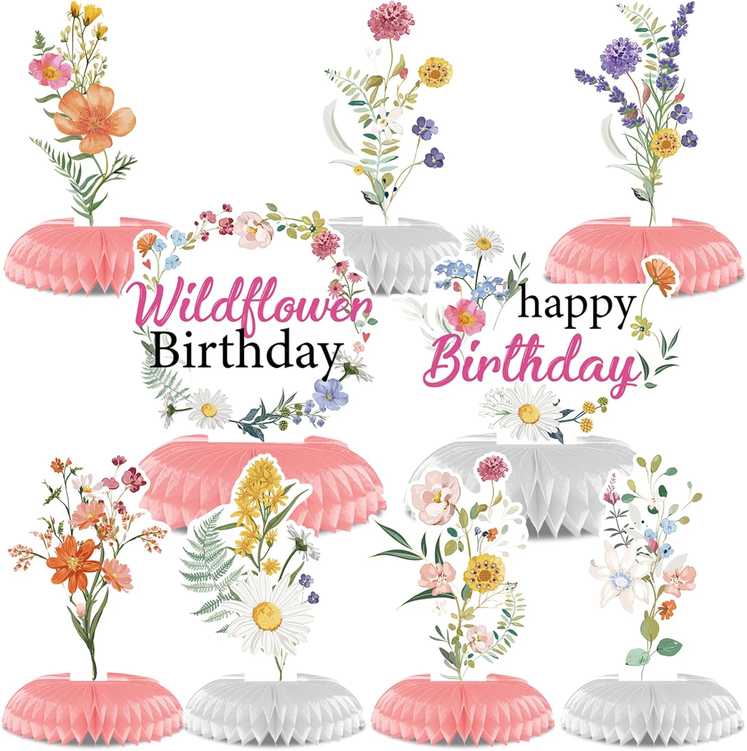 Amazon.com: Rngmsi Flower Birthday Table Decorations - 9PCS Wildflower ...