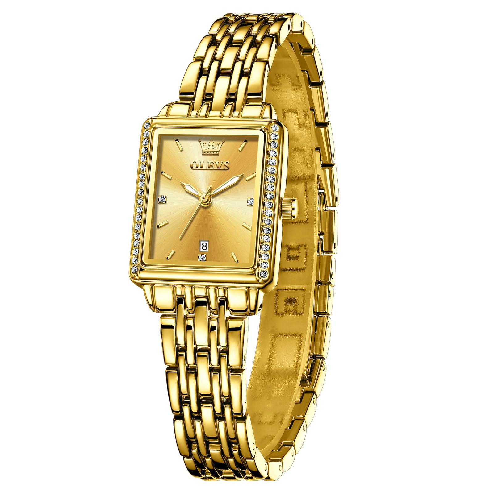 Amazon.com: OLEVS All Gold Watches for Women Golden Tone Face Square ...