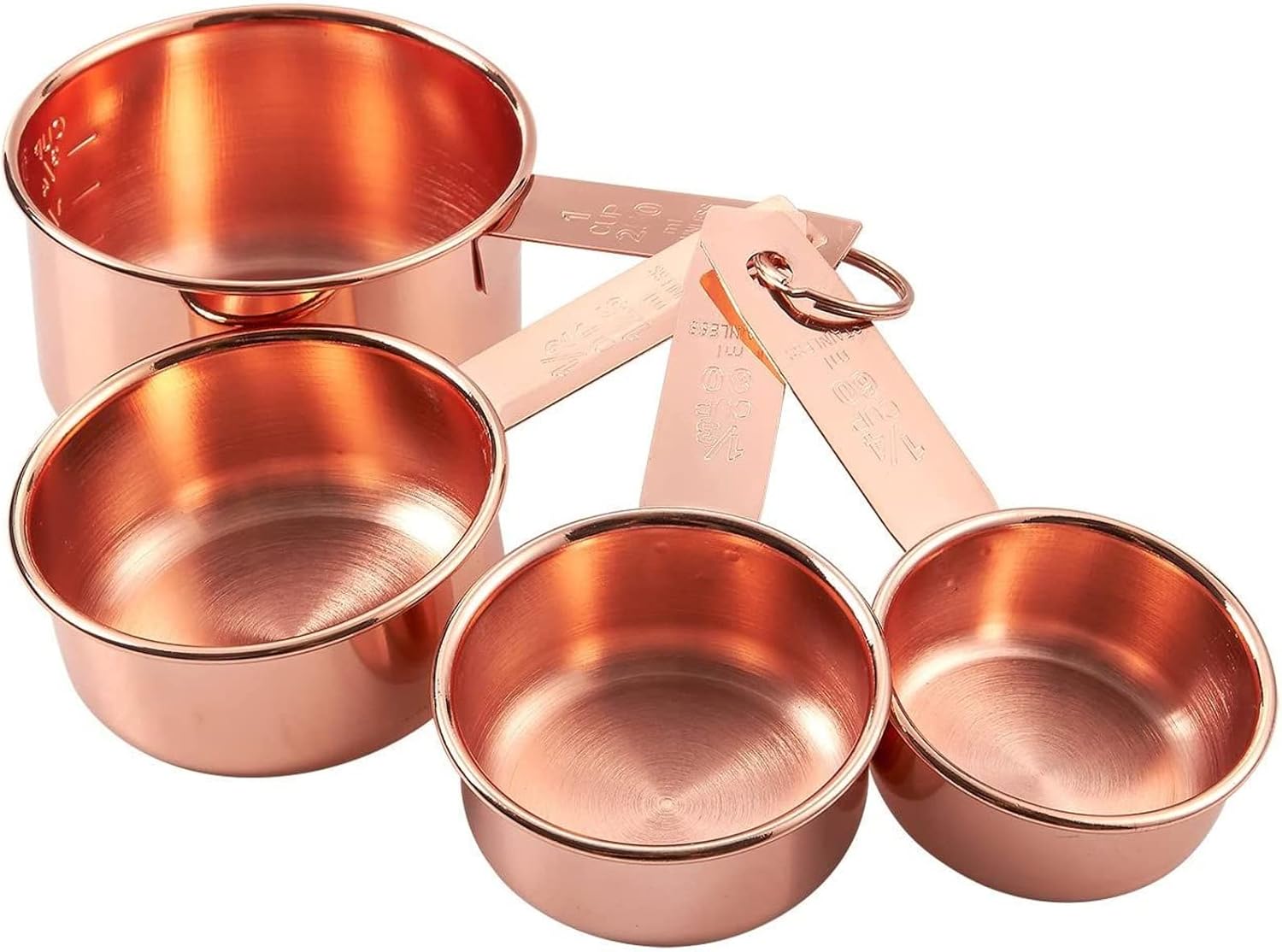Amazon.com: Juvale Stainless Steel Measuring Cup Set, Stackable Copper ...