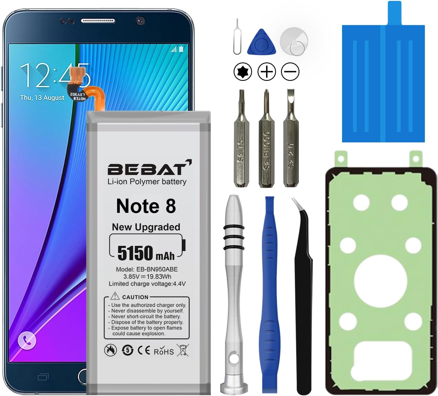 Amazon.com: BEBAT Replacement Battery for Samsung Galaxy Note 8,5150mAh ...