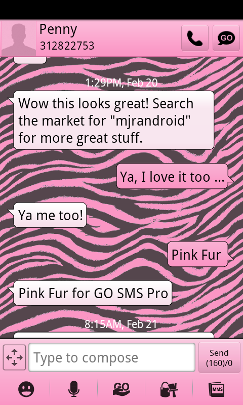 GO SMS Pink Zebra Theme - App on Amazon Appstore