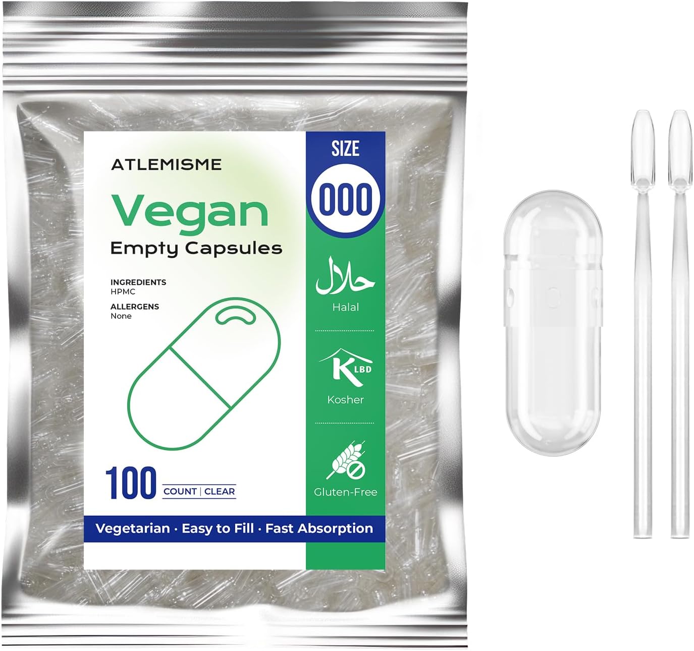 Amazon.com: ATLEMISME Empty Vegan Capsules Size 000 - Vegan Capsules ...