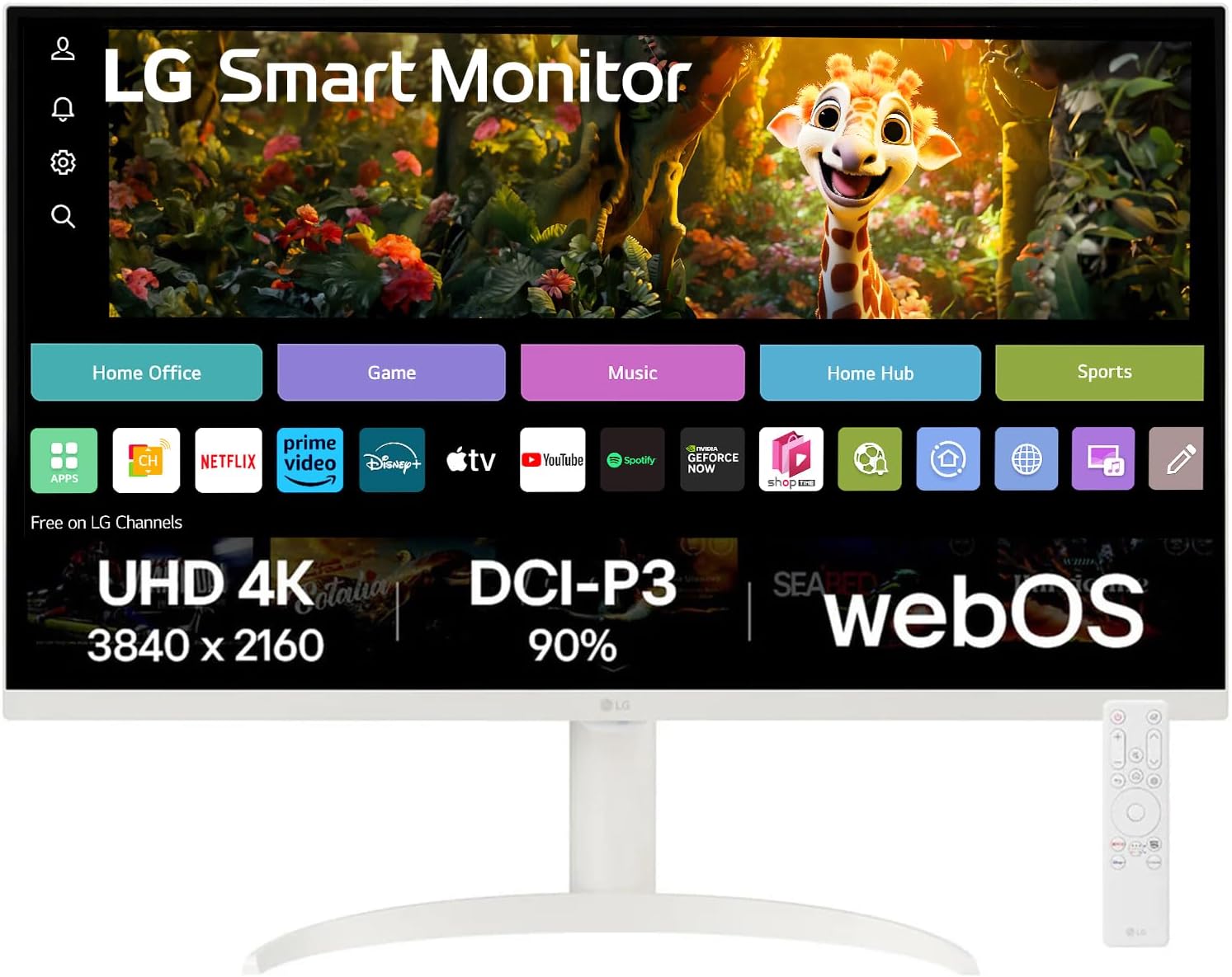 LG 32SR50F-W 32 inch Full HD (1920 x 1080) IPS Smart Monitor with webOS ...