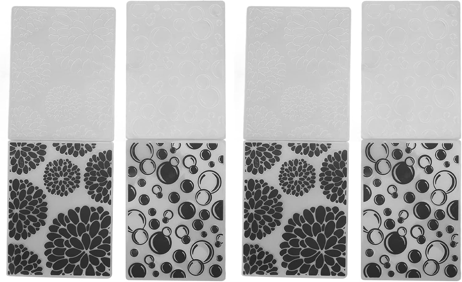 Embossing Folders 4pcs, Abstract Flowers and Bubbles Patterns Plastic ...