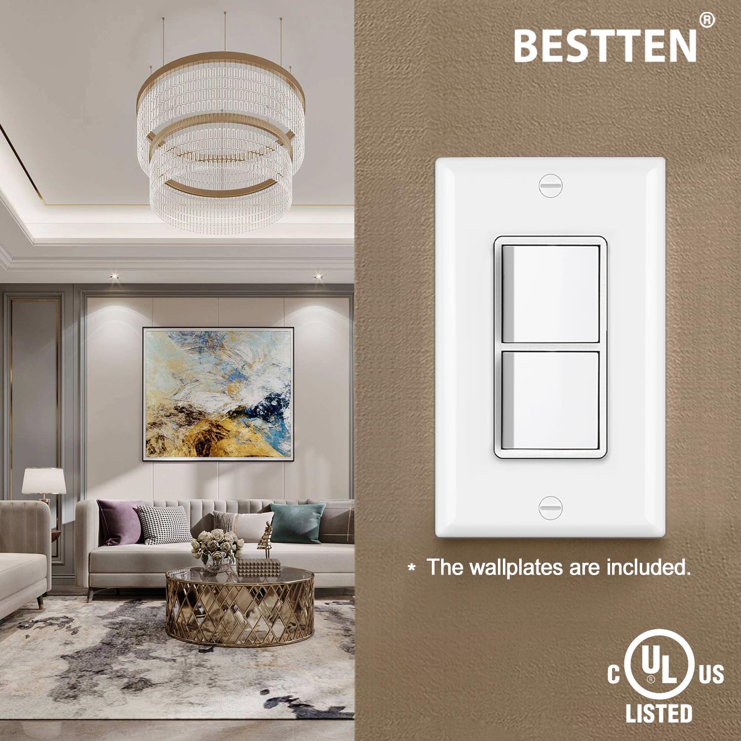 Snapklik.com : 10 Pack Double Light Switch, Single Pole, Combination ...