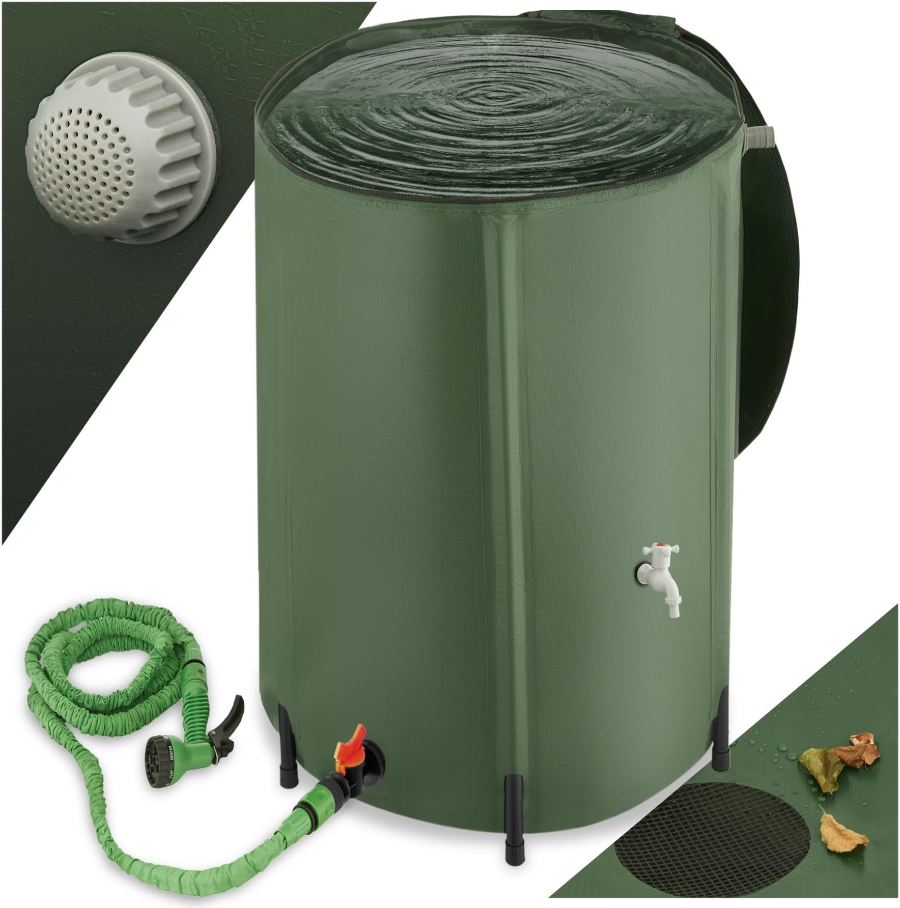 tectake® Regenwassertank für Garten und Camping, Tonne faltbar ...